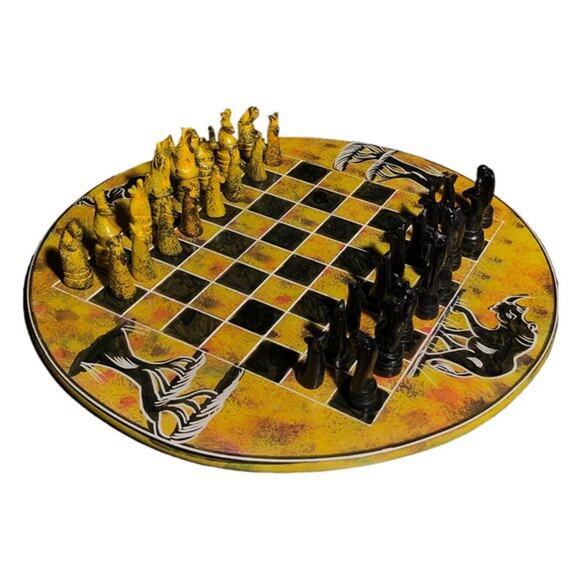 The Chess Goat | Games | African Vintage Chess Set Yellow Chess Board ...
